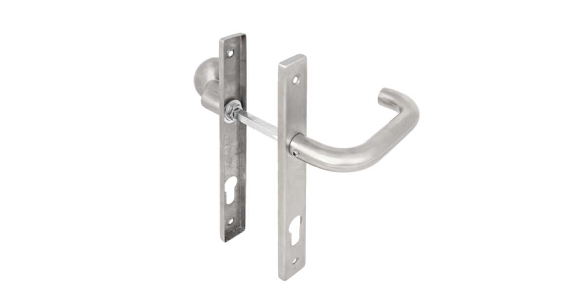INOX Kilincsgarnitúra - 45° Eltolt Fix Gomb - 85mm - 28mm Pajzs | Pepita.hu