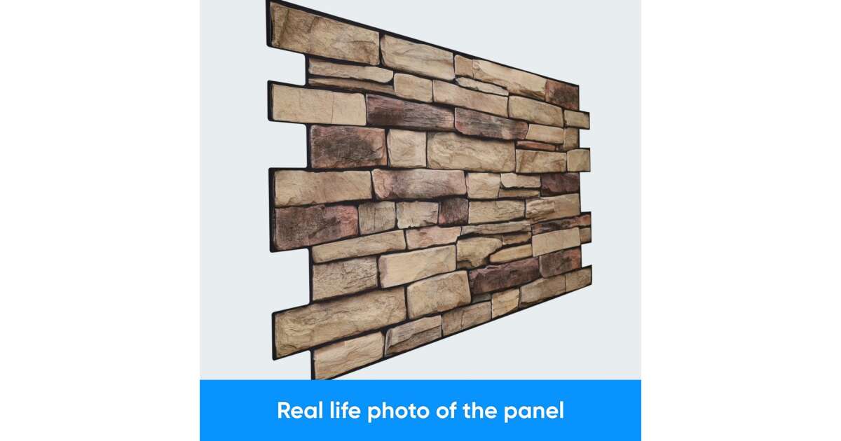 3D PVC falpanel Natúr drapp palakő mintás csomag (10 db + 3 db Grace ...