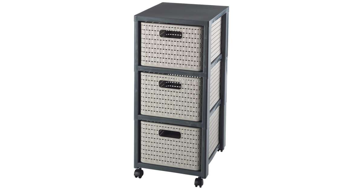 ROTHO COUNTRY MŰANYAG HÁROMSZINTES KOMÓD, CAPPUCCINO (Méret:) | Pepita.hu