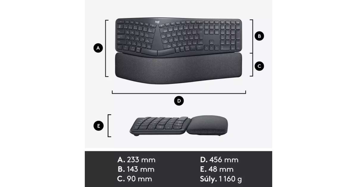 LOGITECH ERGO K860 KEYBOARD - GRAPHITE (US) | Pepita.hu