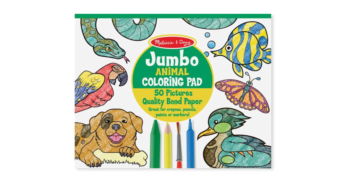Melissa & Doug Jumbo Állatos Színező - 50 kép - Nagy méret | Pepita.hu