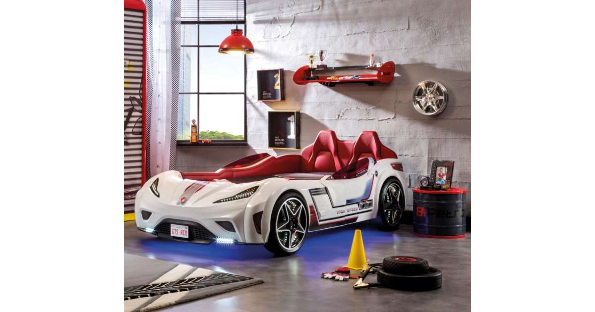 Cilek GTS autós Gyerekágy 100x190cm #fehér | Pepita.hu