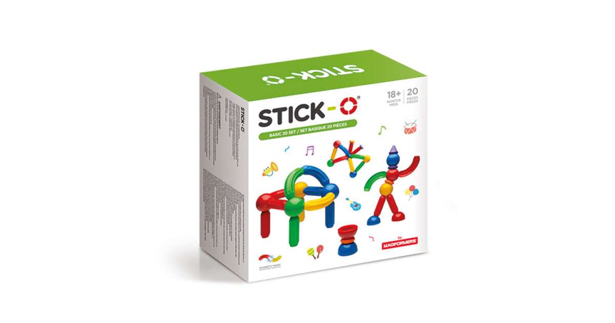 Stick-O mágneses játék, alapkészlet 20 darabos alapkészlettel | Pepita.hu
