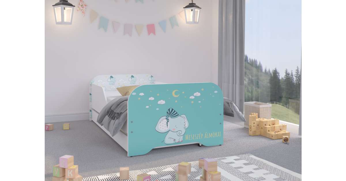 Pat pentru copii MIKI 160x80cm cu saltea și ladă pentru lenjerie ...