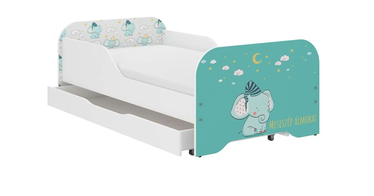 Pat pentru copii MIKI 160x80cm cu saltea și ladă pentru lenjerie ...