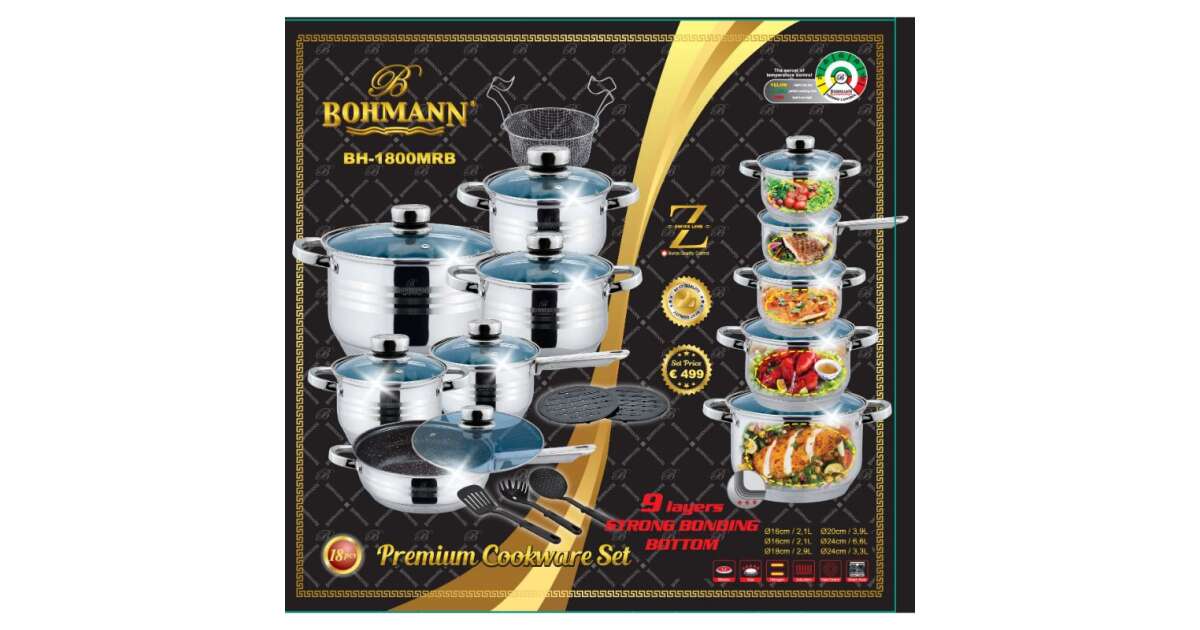 BOHMANN 18 db. rozsdamentes acél edénykészlet | Pepita.hu
