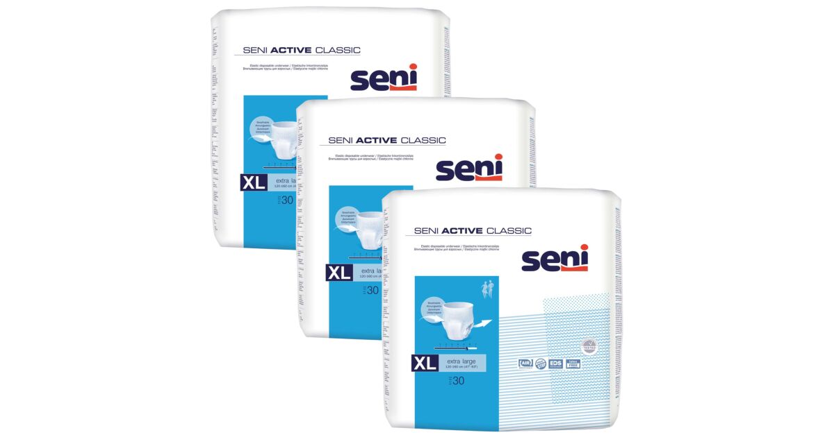 Seni Active Classic Extra Large 4 Adult diaper 120-160cm (3x30pcs ...