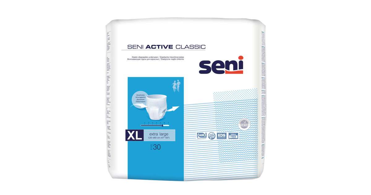 Seni Active Classic Extra Large 4 Adult diaper 120-160cm (3x30pcs ...
