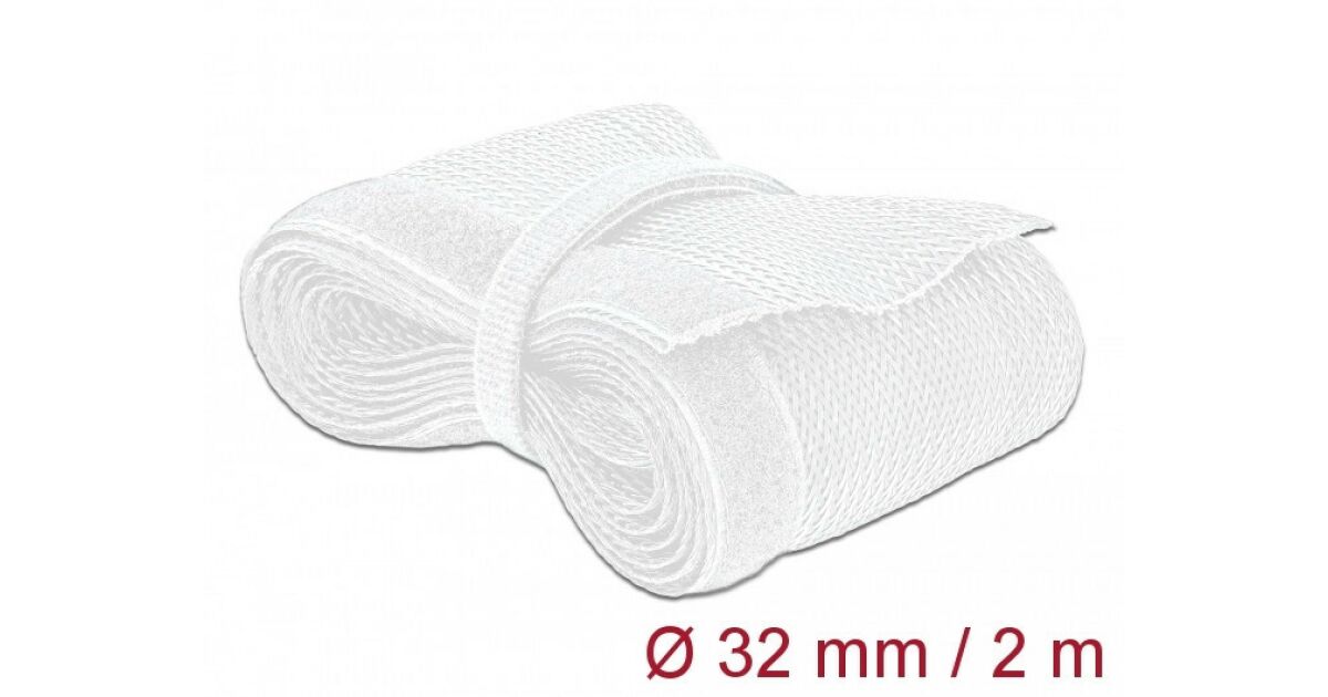 Delock Braided cable sock with velcro 2 m x 32 mm white | Pepita.com