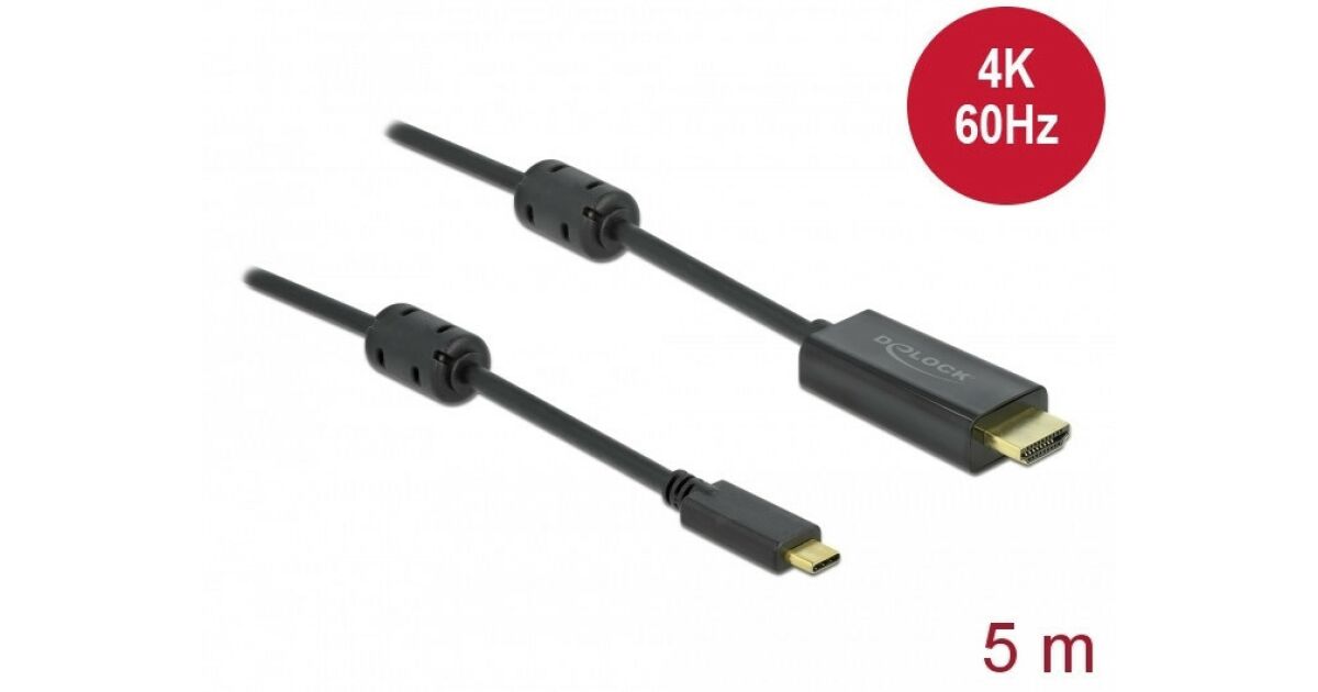 Delock Aktív USB Type-C - HDMI kábel (DP Alt Mode) 4K 60 Hz 5 méter ...