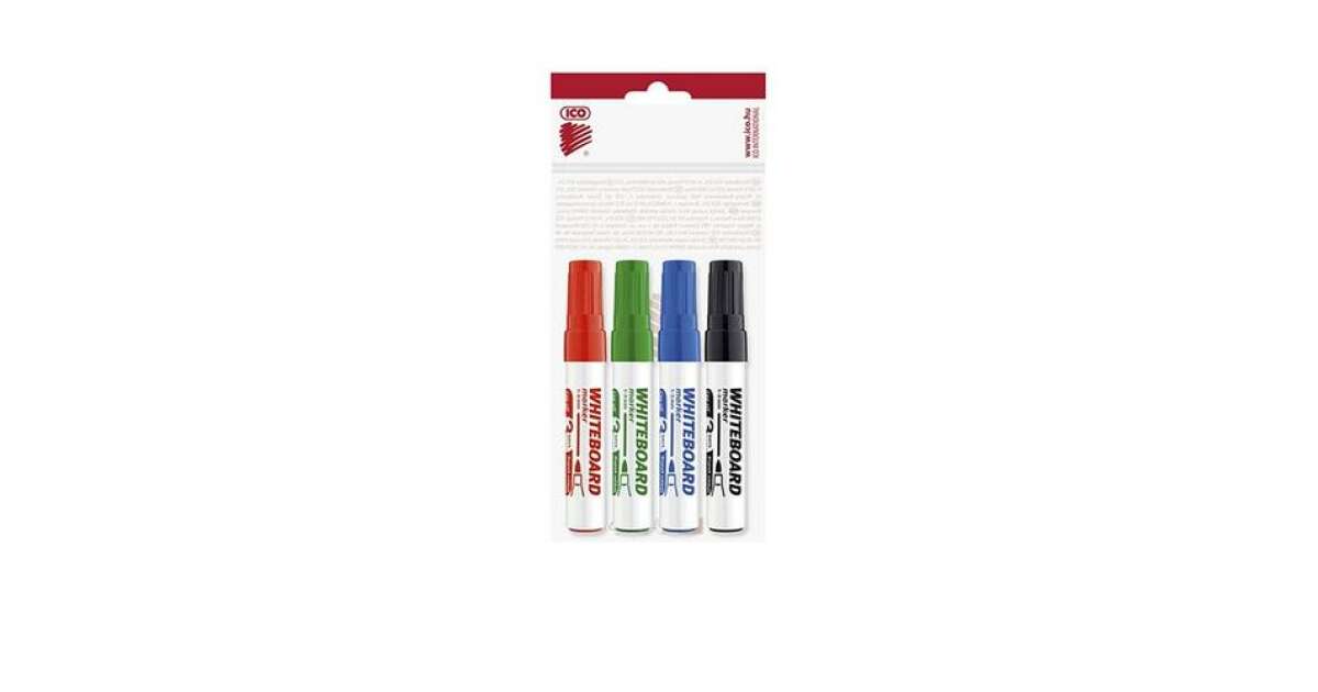 ICO Board and flipchart marker set, 1-3 mm, conical, ICO Plan, 4 ...