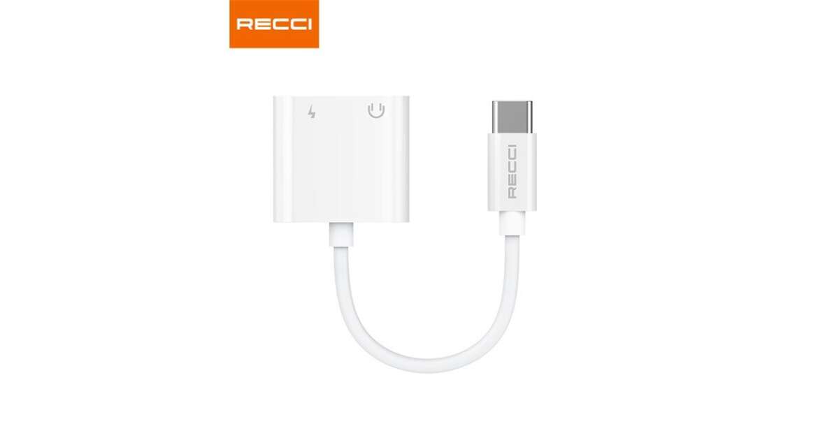Recci RDS-A09 2x Type C - Type C fehér töltő és audió elosztó adapter ...