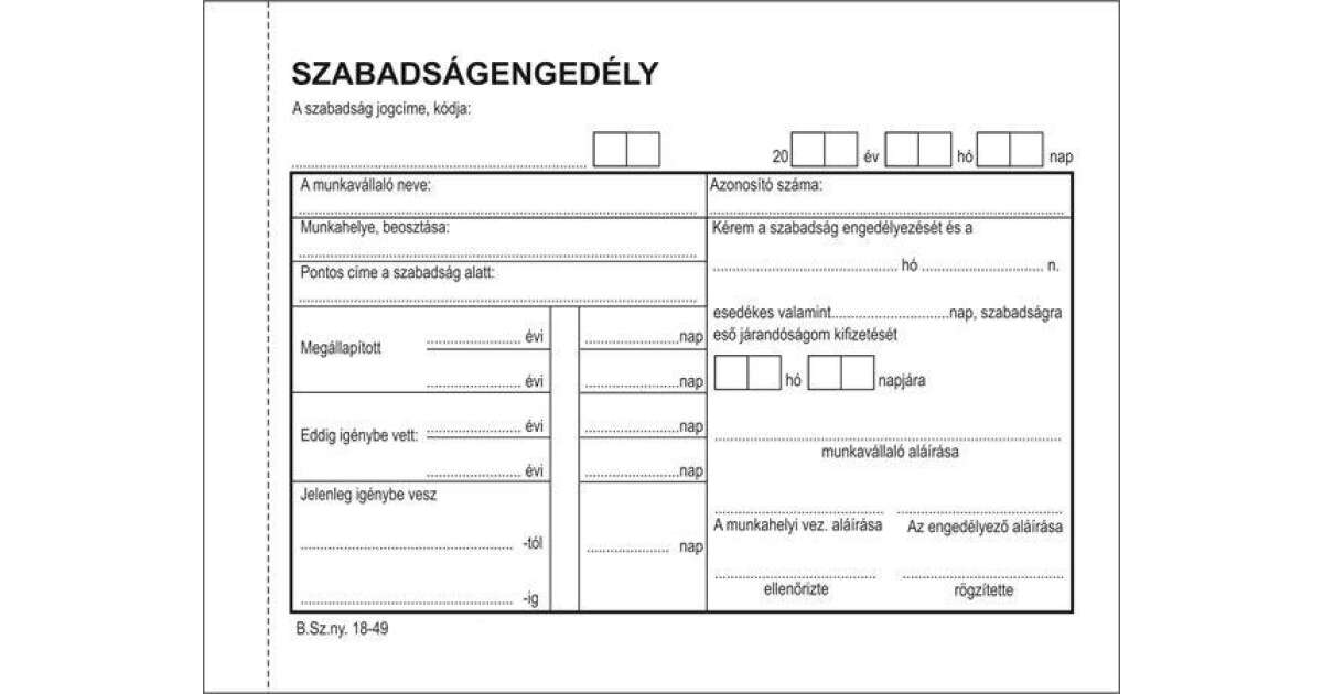 VICTORIA PAPER Nyomtatvány, szabadságengedély, 50x2, A6, VICTORIA PAPER ...