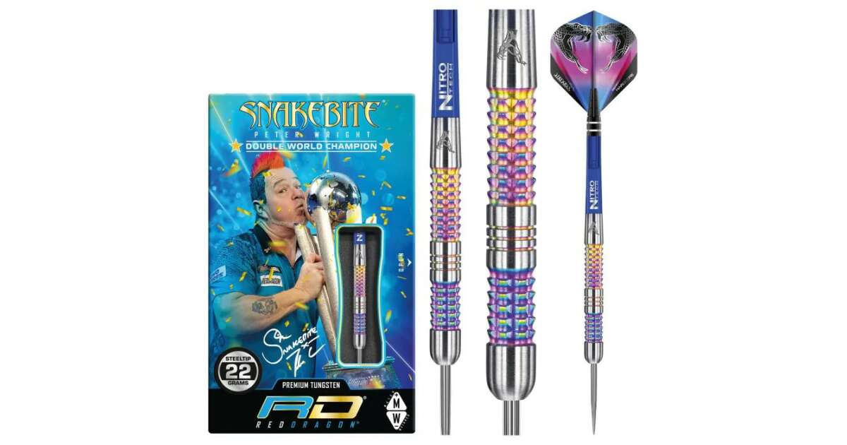 Dart szett Red Dragon steel Peter Wright Snakebite Rainbow Mamba 22g 90 ...