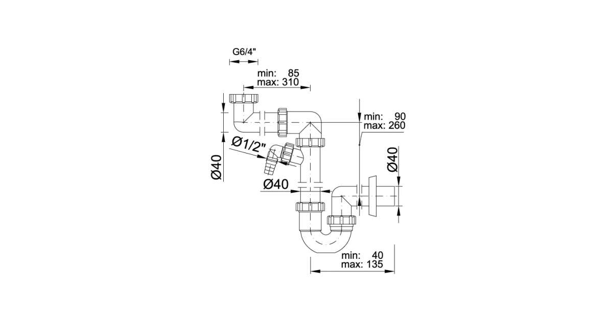 STYRON helytakarékos mosogatószifon, mosógép-csatlakozóval | Pepita.hu
