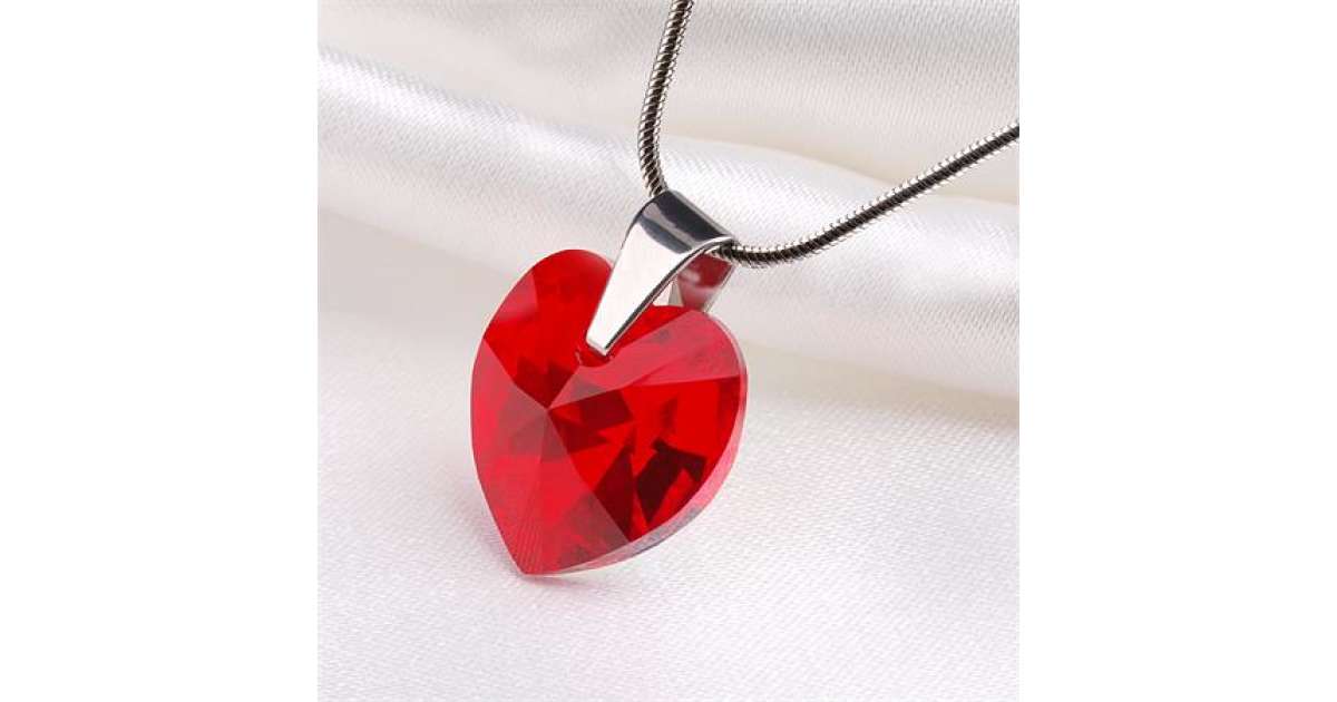 ART CRYSTELLA Nyaklánc, szív formájú, light siam piros SWAROVSKI ...