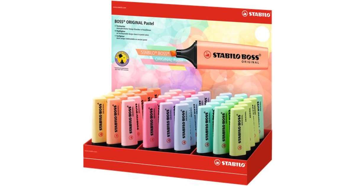 STABILO Szövegkiemelő display, 2-5 mm, STABILO BOSS original Pastel, 45 ...