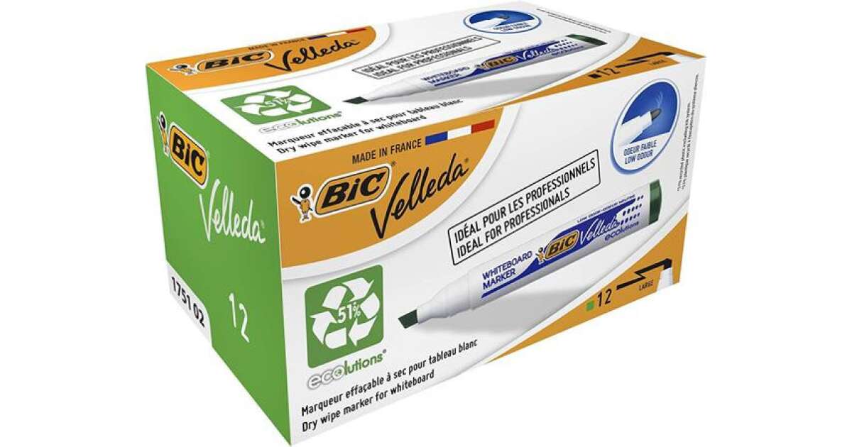Flipchart- és táblamarker, 1,1-5,6 mm, vágott, BIC Velleda ecolutions ...