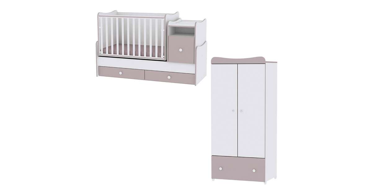Lorelli Trend PLUS kombi ágy 70x165 + Exclusive szekrény - White ...