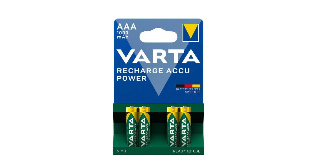VARTA Tölthető elem, AAA mikro, 4x1000 mAh, előtöltött, VARTA Power ...