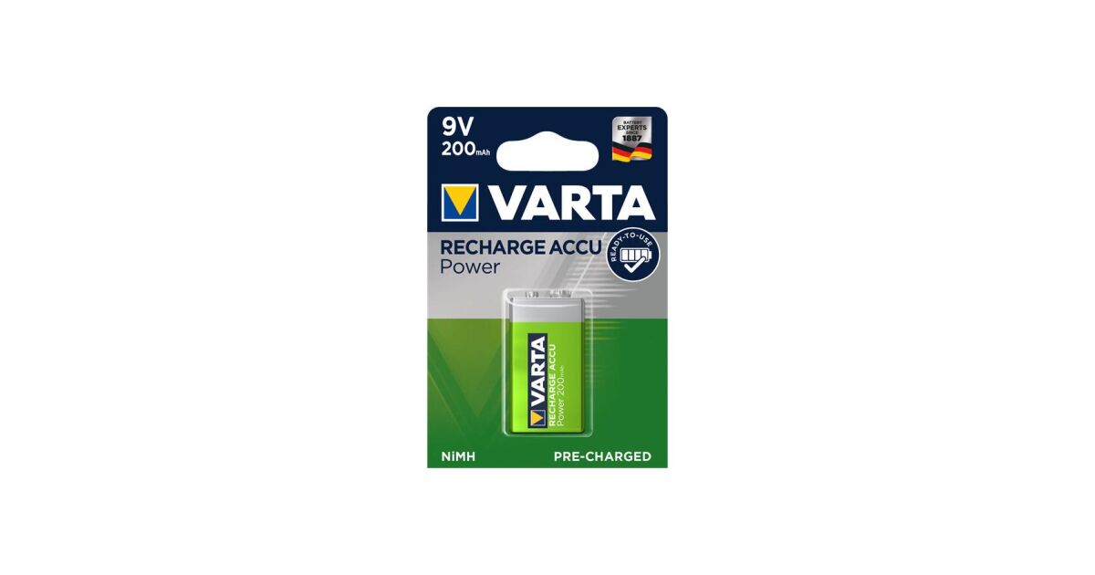 VARTA Tölthető elem, 9V, 1x200 mAh, előtöltött, VARTA Power | Pepita.hu