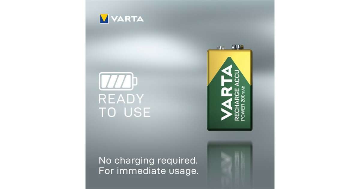 VARTA Tölthető elem, 9V, 1x200 mAh, előtöltött, VARTA Power | Pepita.hu