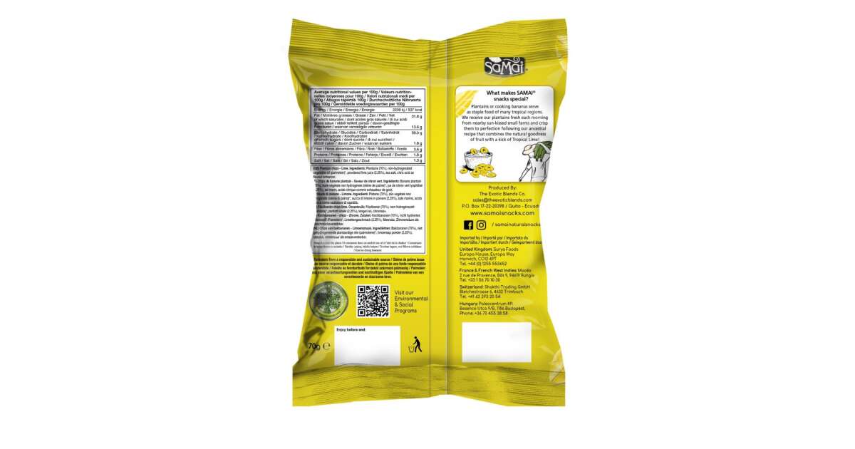 Plantain (főzőbanán) chips lime 70g SAMAI | Pepita.hu