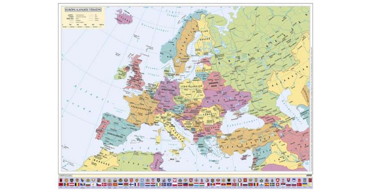 STIEFEL Scratch-off map of Europe, 78x57 cm, STIEFEL, gold coating ...