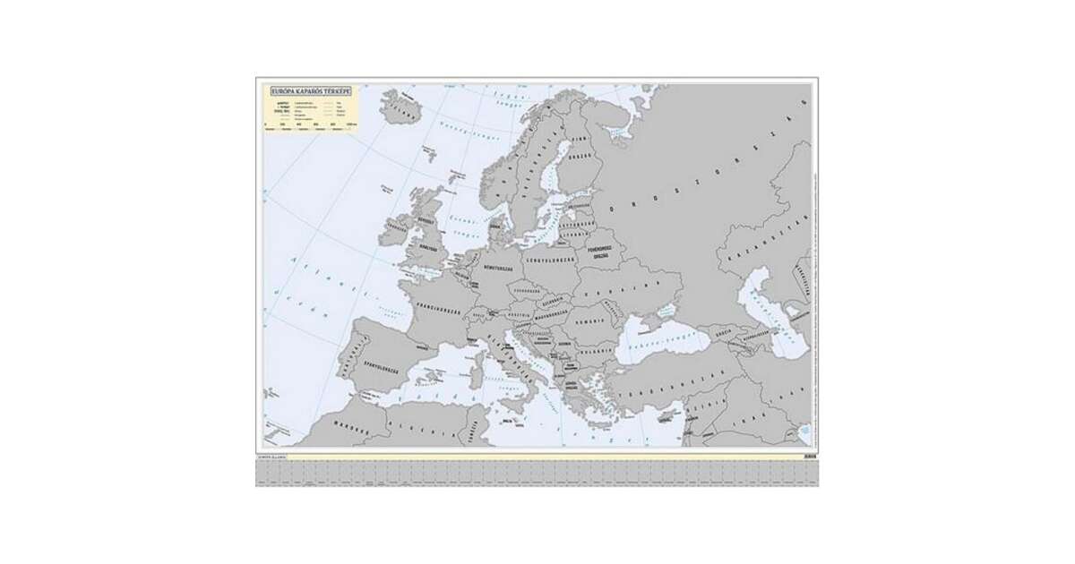 STIEFEL Scratch-off map of Europe, 78x57 cm, STIEFEL, gold coating ...