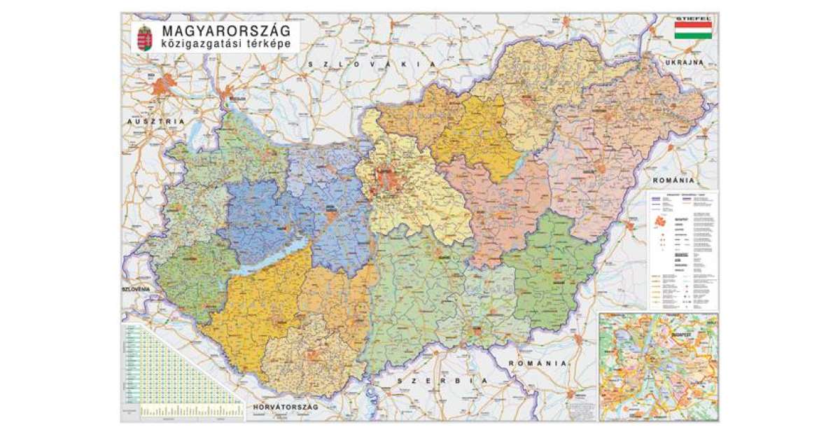 STIEFEL Nástenná mapa, 100x140 cm, kovová, Mapa Maďarska, STIEFEL ...