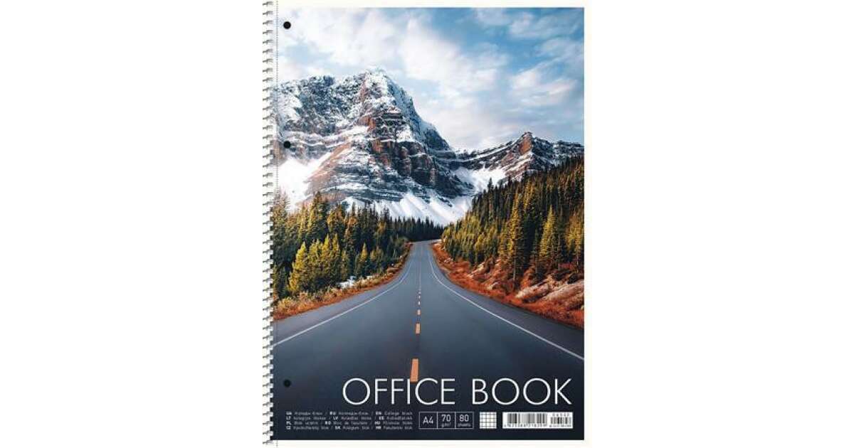 Spirálfüzet, A4+, kockás, 80 lap, SHKOLYARYK Office book, vegyes ...