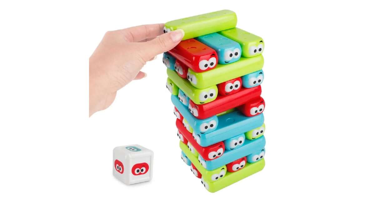 Emoji Jenga torony - színes, készségfejlesztő, ügyességi társasjáték ...