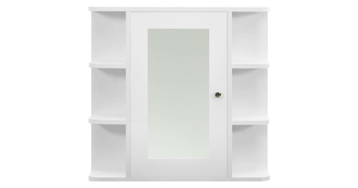 Fehér mdf tükrös fürdőszobaszekrény 66 x 17 x 63 cm | Pepita.hu