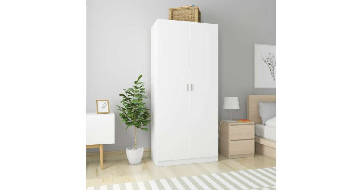 vidaXL Șifonier, alb, 90x52x200 cm, lemn prelucrat | Pepita.com