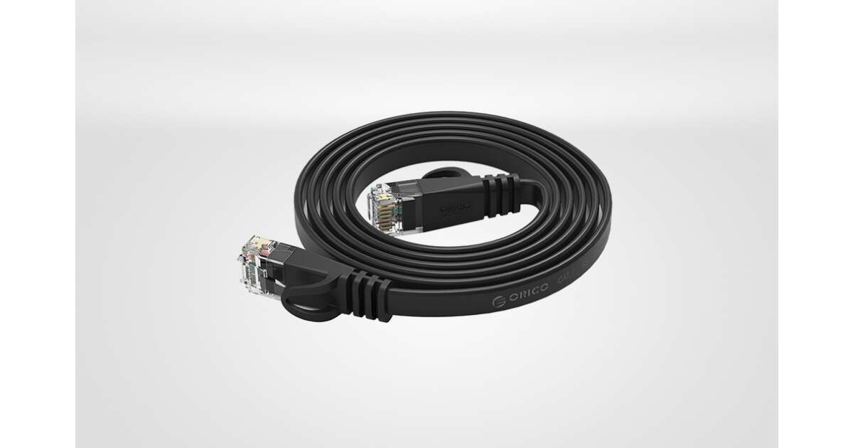Orico RJ45 Cat.6 Flat Ethernet Network Cable 2m (Black) | Pepita.hu
