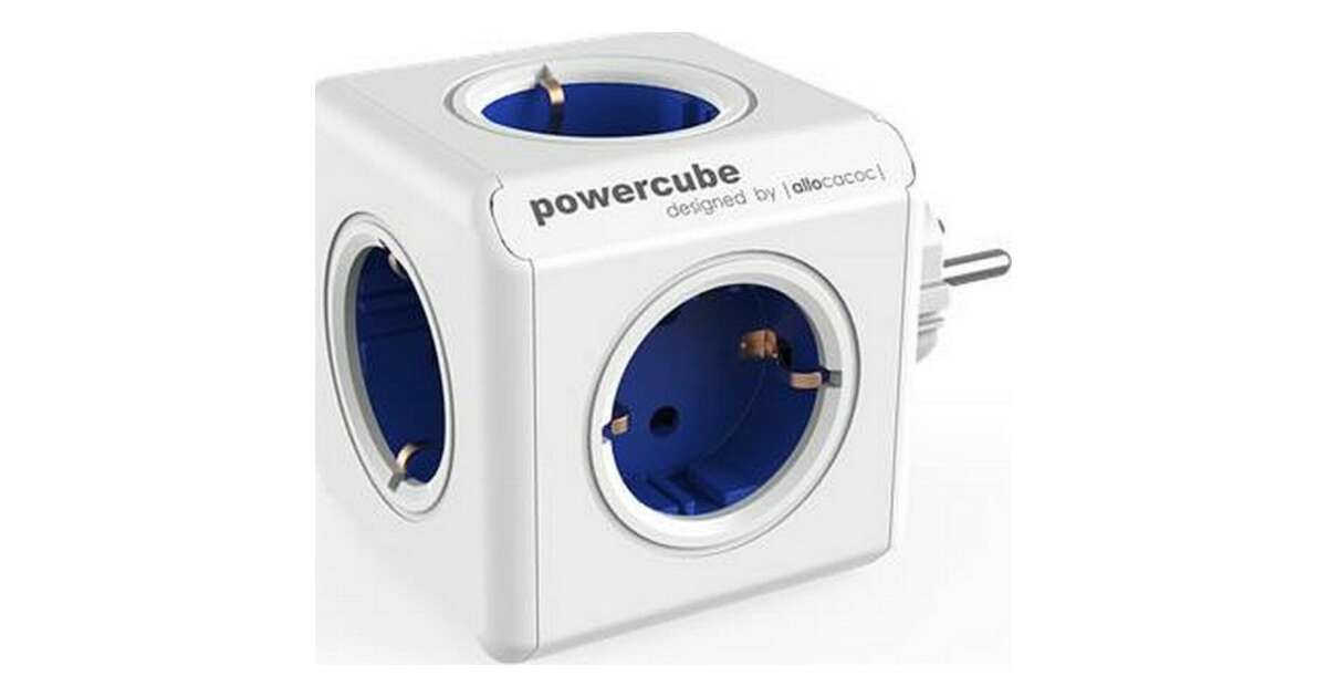 ALLOCACOC Elosztó, 5 aljzat, ALLOCACOC PowerCube Original DE, fehér-kék ...