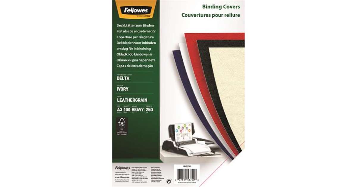 FELLOWES Hátlap, A3, 250 g, matt, FELLOWES Delta, elefántcsontszínű ...