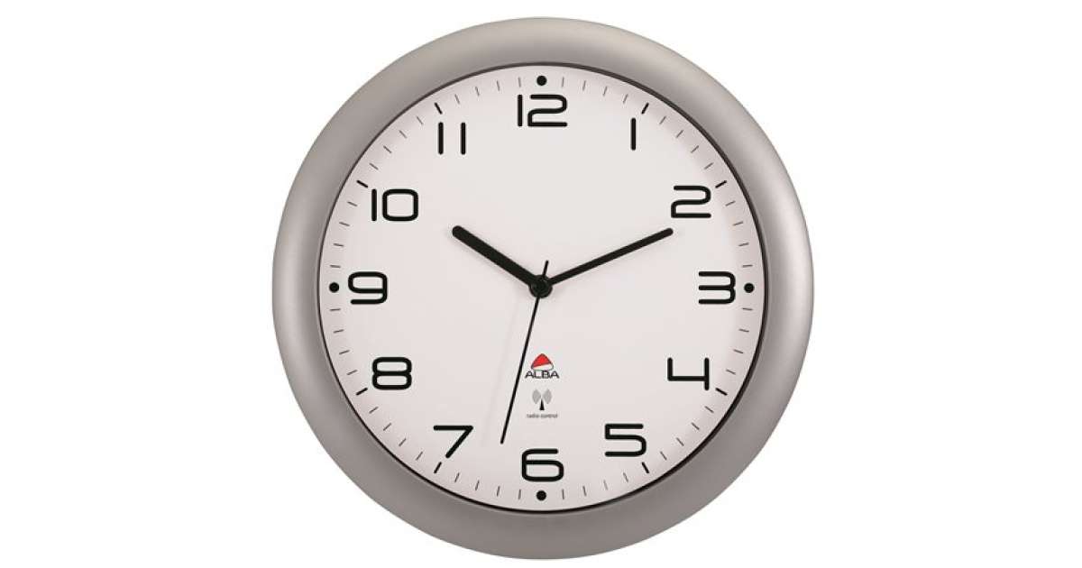 ALBA Wall clock, radio controlled, 30 cm, ALBA Hornewrc, silver ...