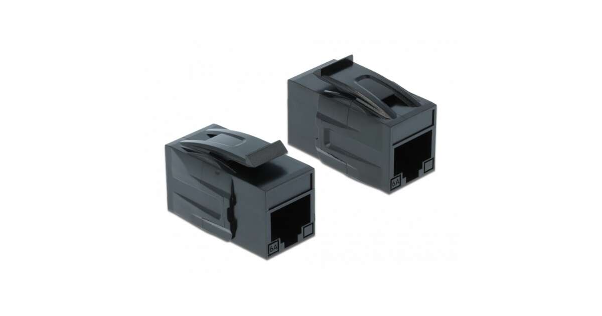 Delock Keystone modul, RJ45-aljzat > RJ45-aljzat, Cat.6A UTP, fekete ...