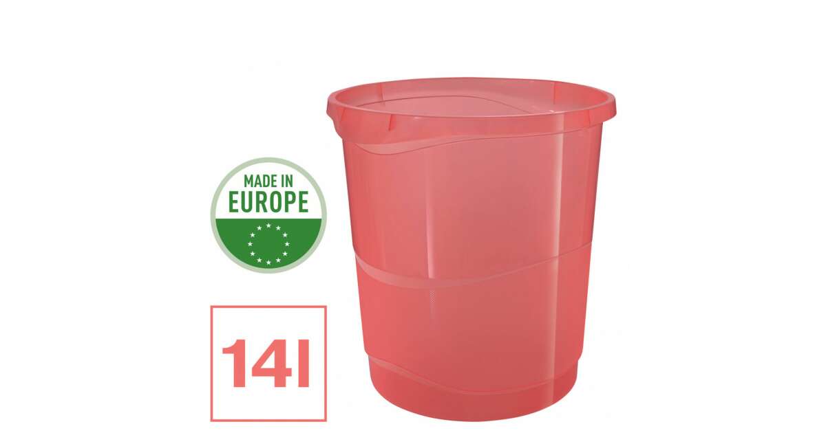 Esselte Coș de hârtie Colour Breeze 14l transparent coral 628461 ...