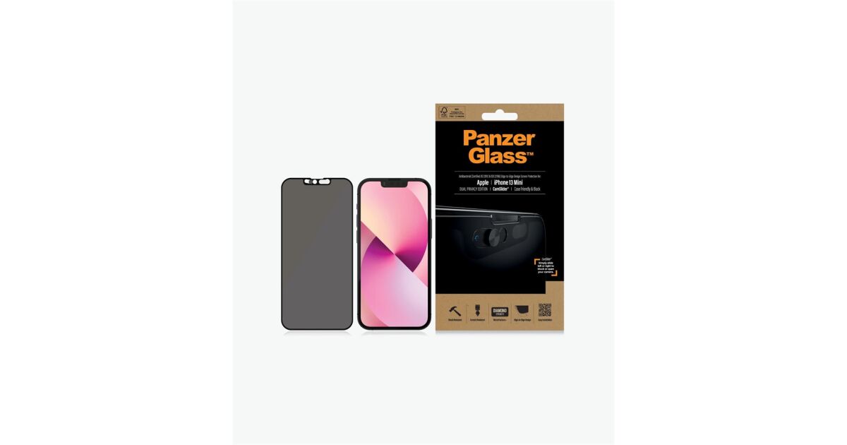 Armoured glass apple iphone 13 mini case friendly camslider privacy ab ...