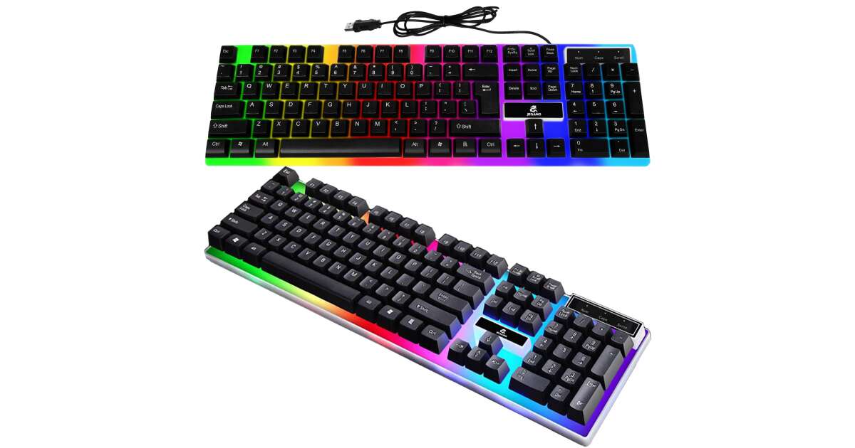 Modern gamer billentyűzet LED háttérvilágítással, 104 billentyűvel, 7 ...