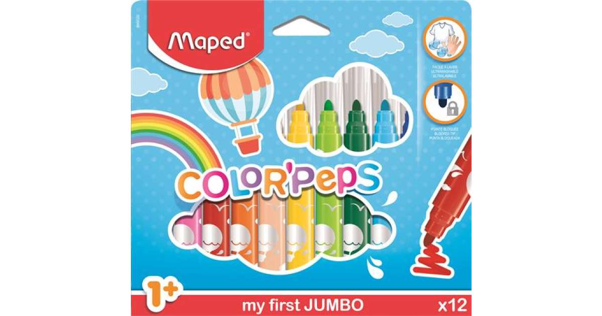 MAPED Felt-tip pen set, 1-5 mm, washable, thick, MAPED "Color`Peps ...