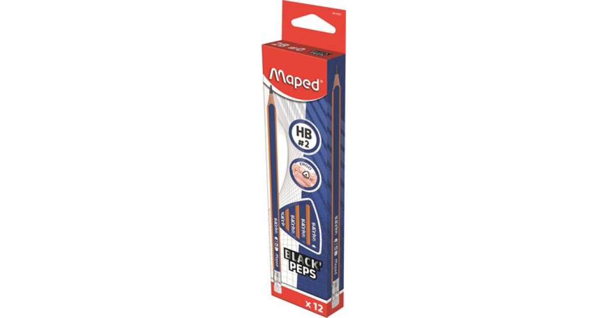 MAPED Graphite pencil with eraser, HB, triangular, MAPED Black`Peps ...