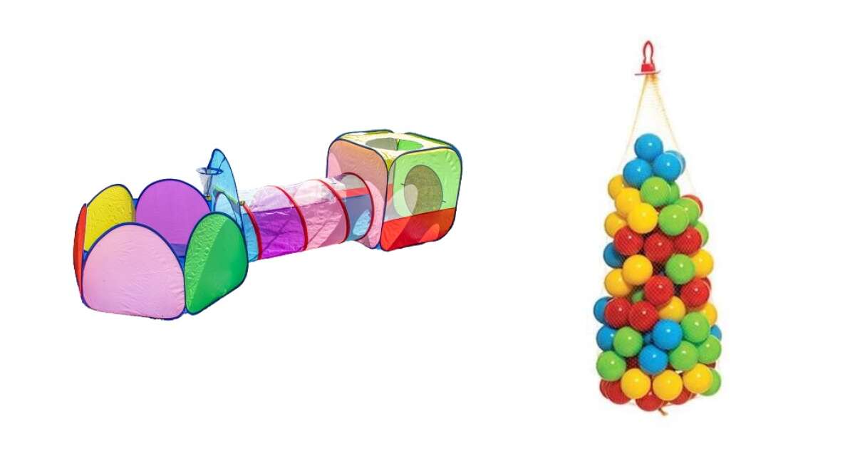 Gyerek játszósátor alagúttal, hordtáskával 3 részes + 100 darab ...