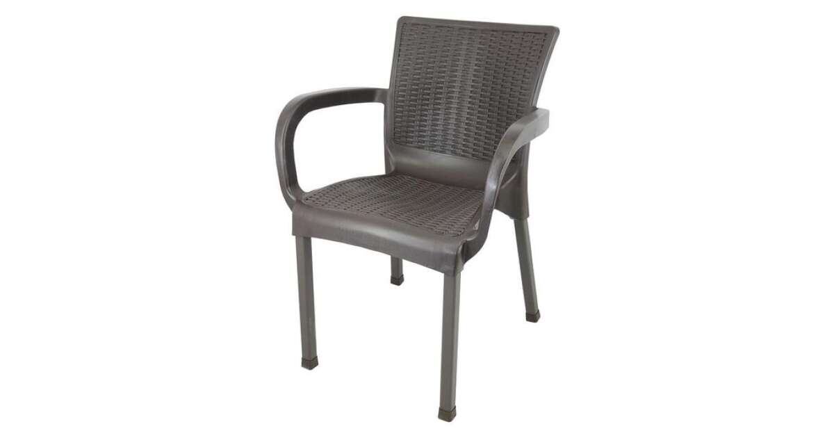 Scaun gradina/terasa, Chomik, plastic, ratan sintetic, maro inchis ...