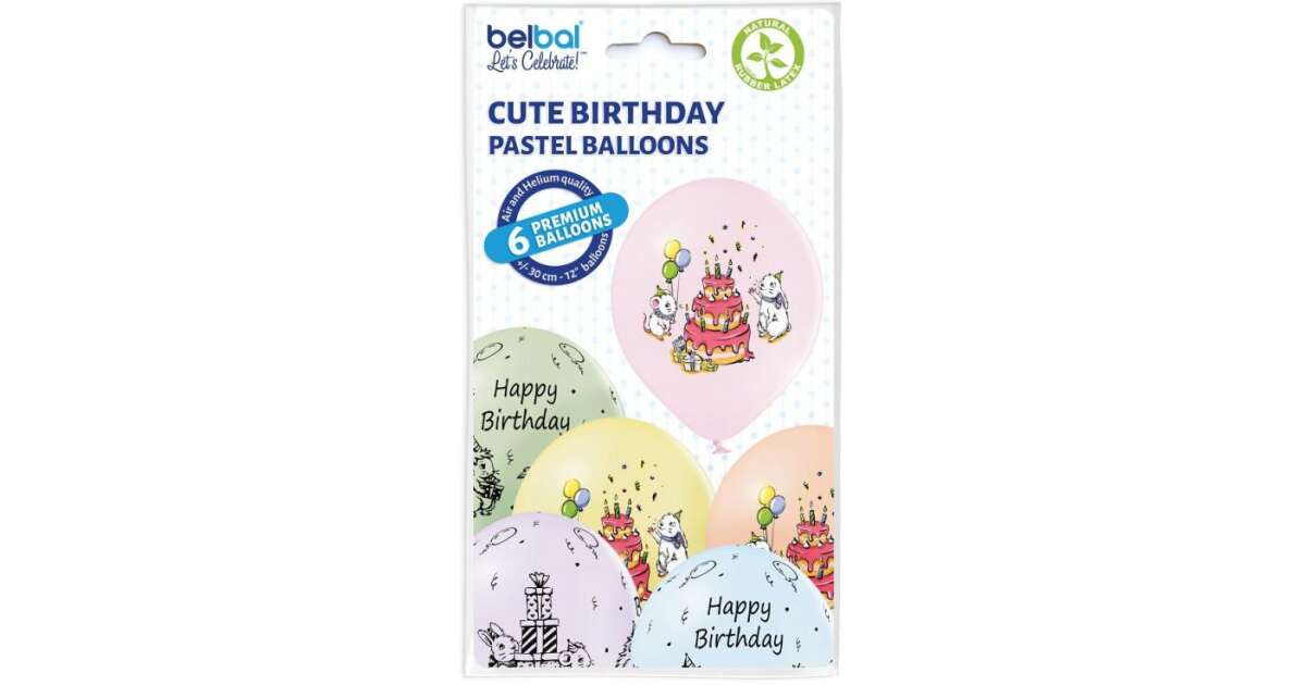 Happy Birthday Cute léggömb, lufi 6 db-os 12 inch (30cm) | Pepita.hu