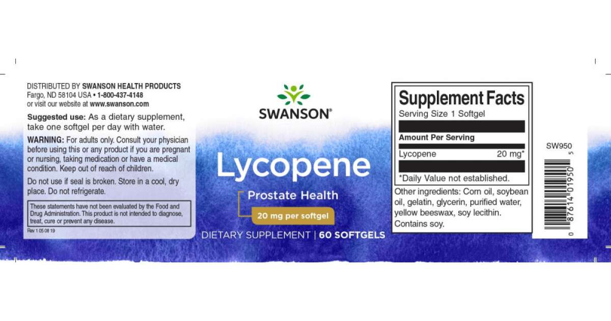 Swanson Lycopene (Likopin) 20mg 60 lágyzselatin kapszula | Pepita.hu