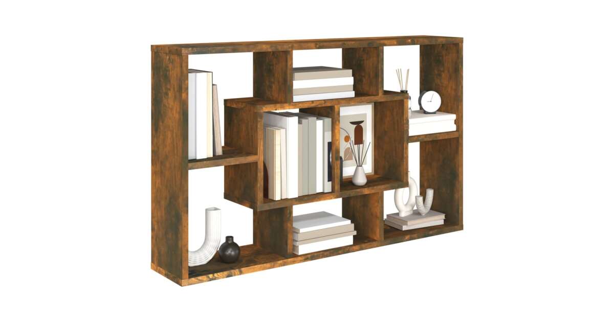 vidaXL füstös tölgy színű szerelt fa fali polc 85x16x52,5 cm | Pepita.hu