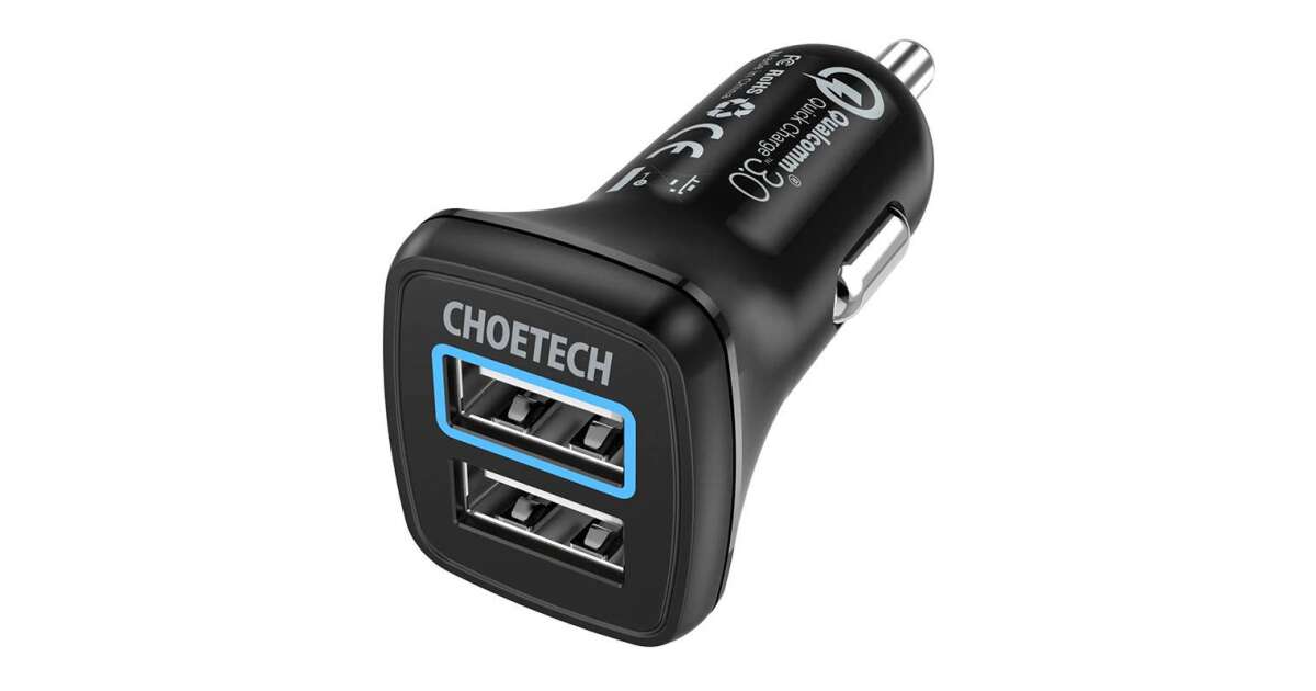 Car Charger Choetech C0051, 30W QC 3.0 Dual Ports (black) | Pepita.hu